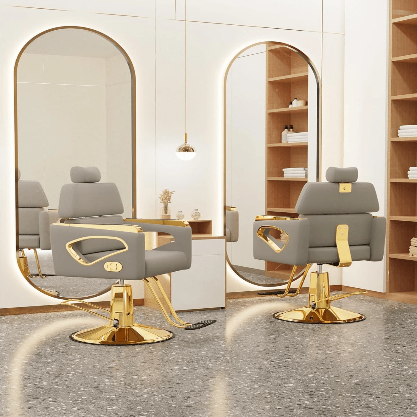 Heavy-Duty Gold Barber Chair With Premium Steel Frame, Comfortable And ...
