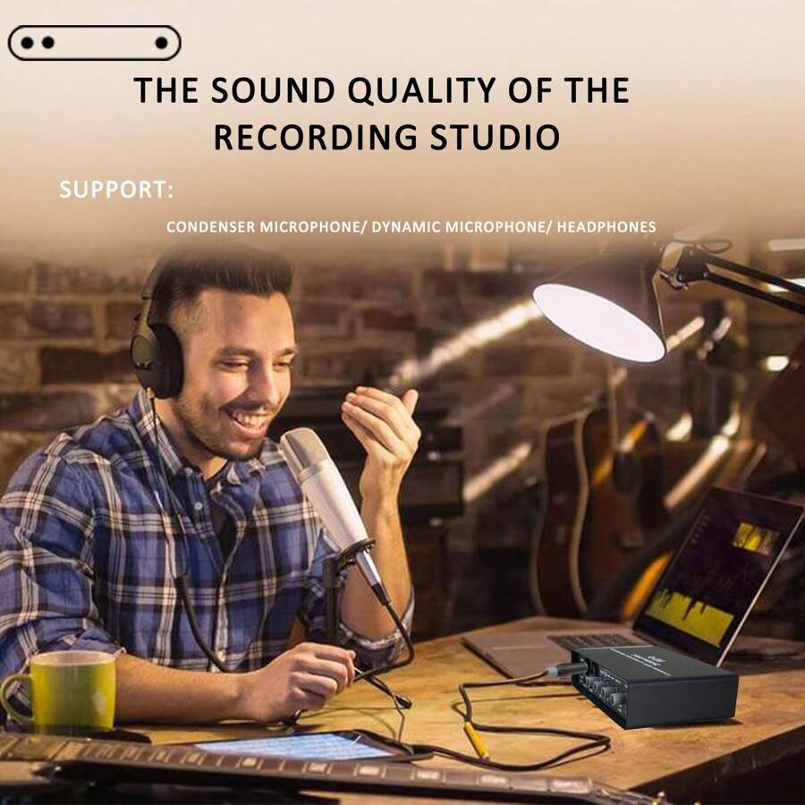 Audio Interface Professional Sound Card With Monitoring Electric Guitar ...