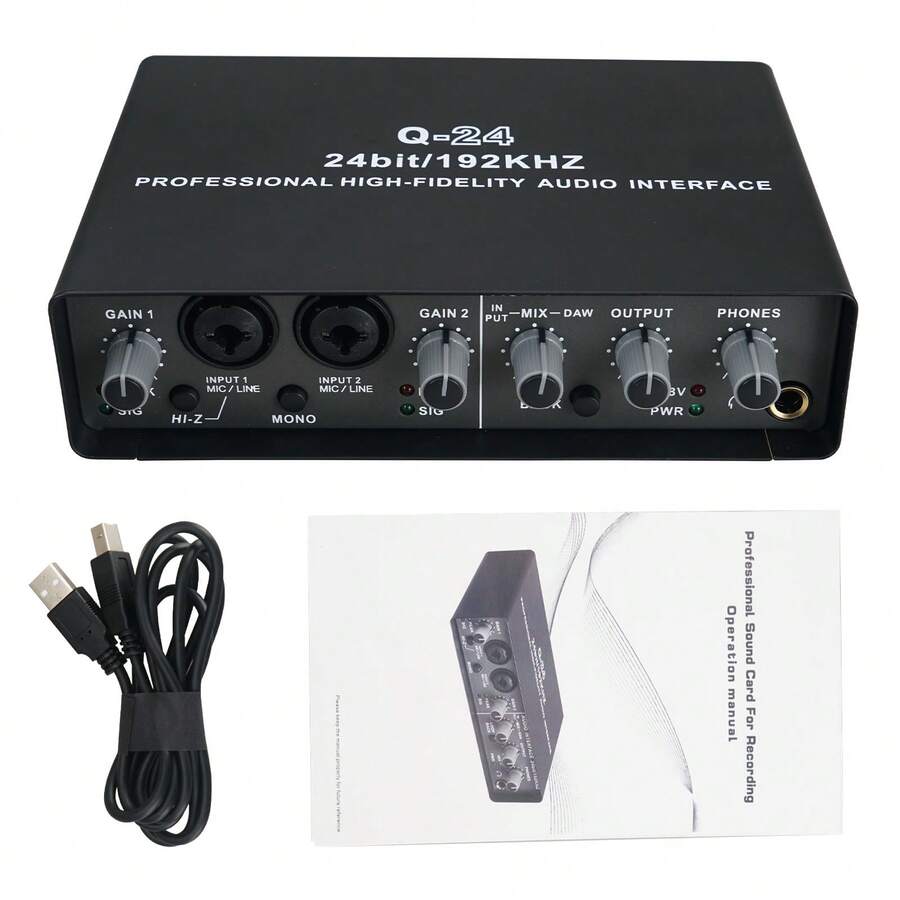 Audio Interface Professional Sound Card With Monitoring Electric Guitar ...