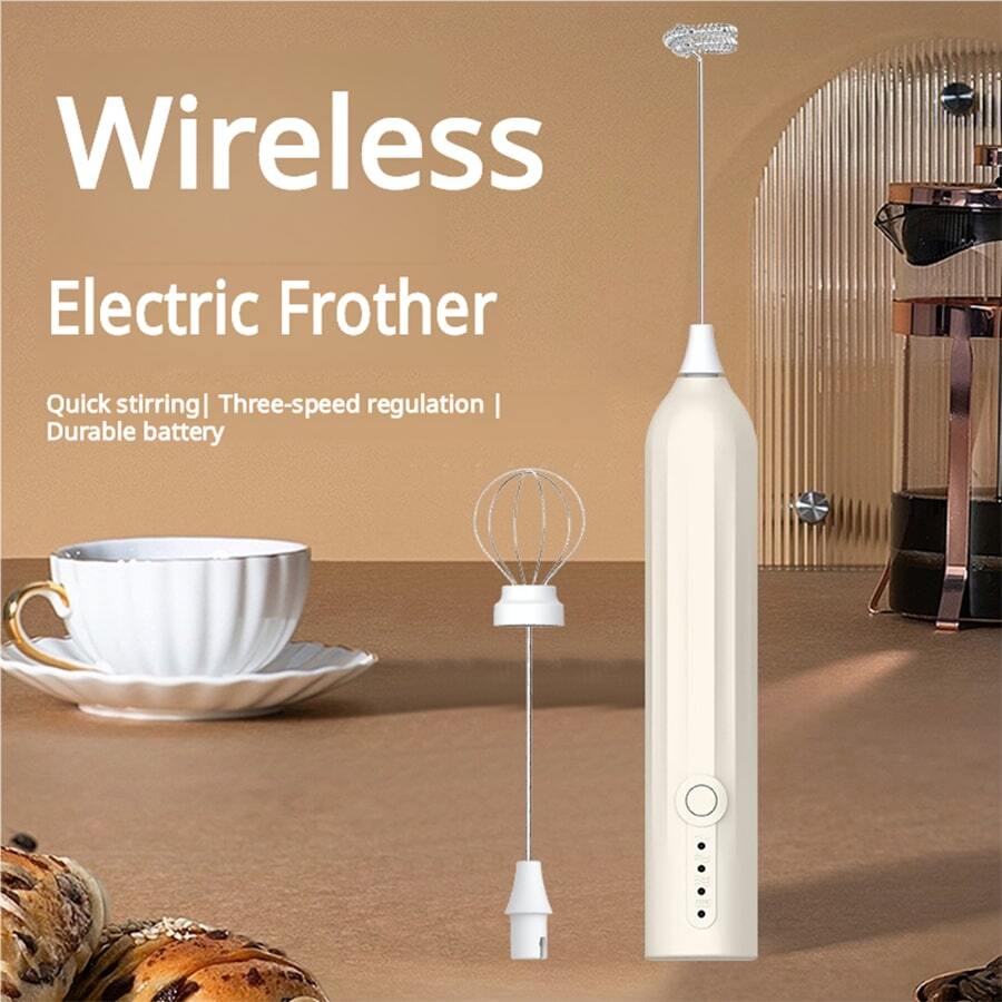 Wireless Electric Milk Frother, Mini Handheld Milk Foamer Battery ...