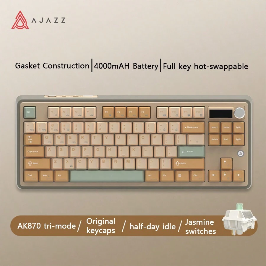 AJAZZ AK870 Three-Mode Customized Mechanical Keyboard Jasmine Switch ...