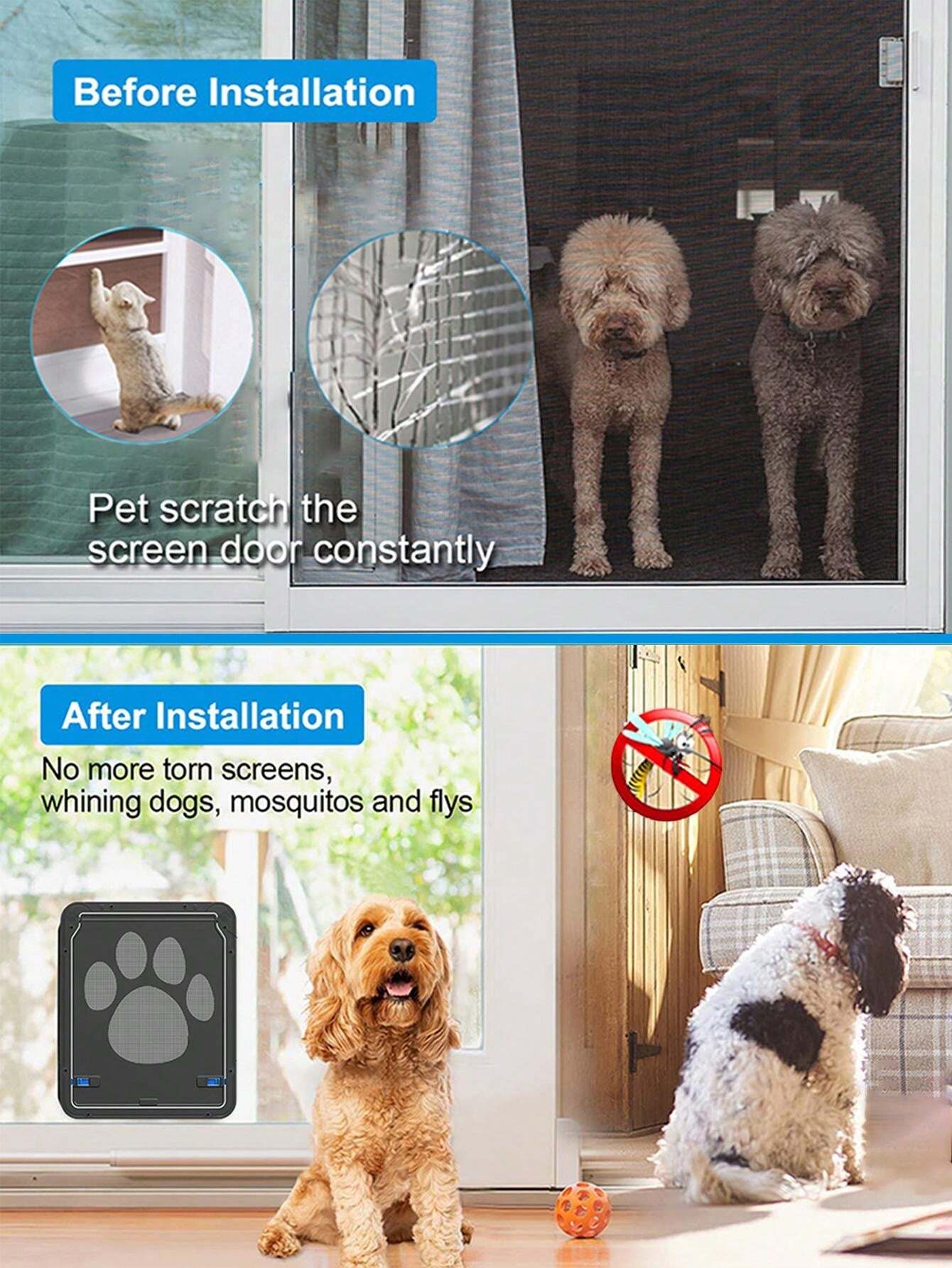 Pet Door Dog Screen Door Cat Door For Window Screen Lockable Magnetic ...