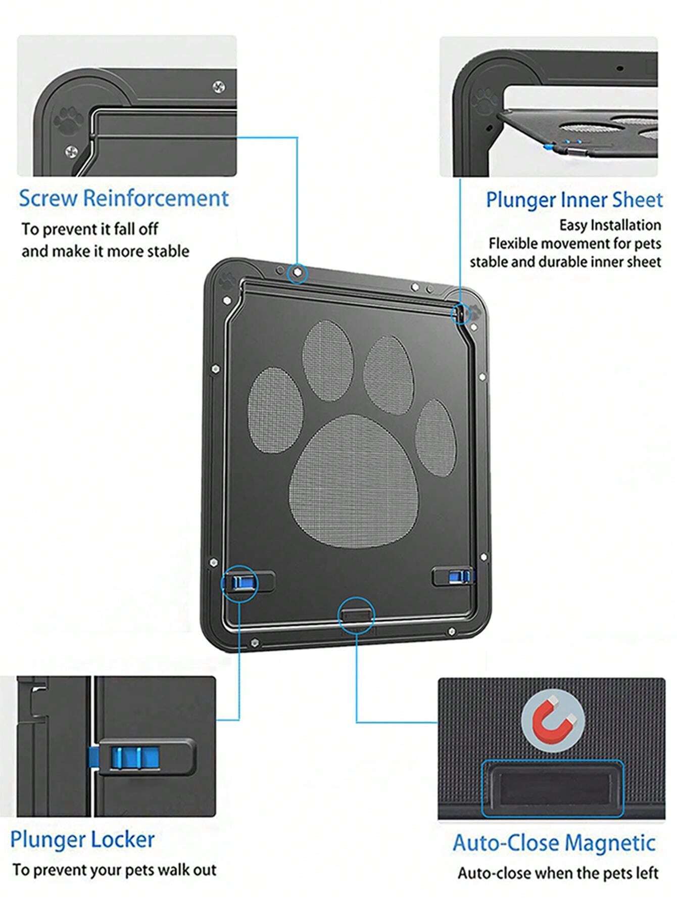 Pet Door Dog Screen Door Cat Door For Window Screen Lockable Magnetic ...