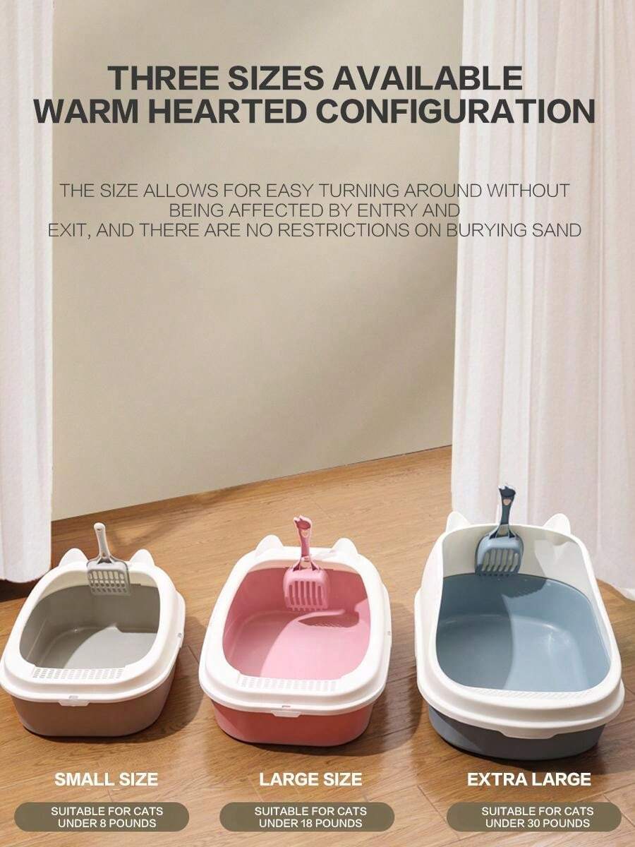 Extra Large Enclosed Open-Top Cat Litter Box, Anti-Splash, Heavy Duty ...