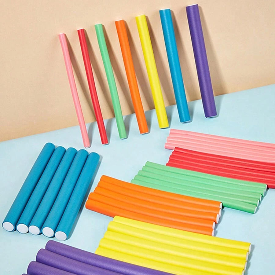 10 Pc Color Random Hair Styling Tool Bar, Hot Perm Insulation Rod, Cold ...