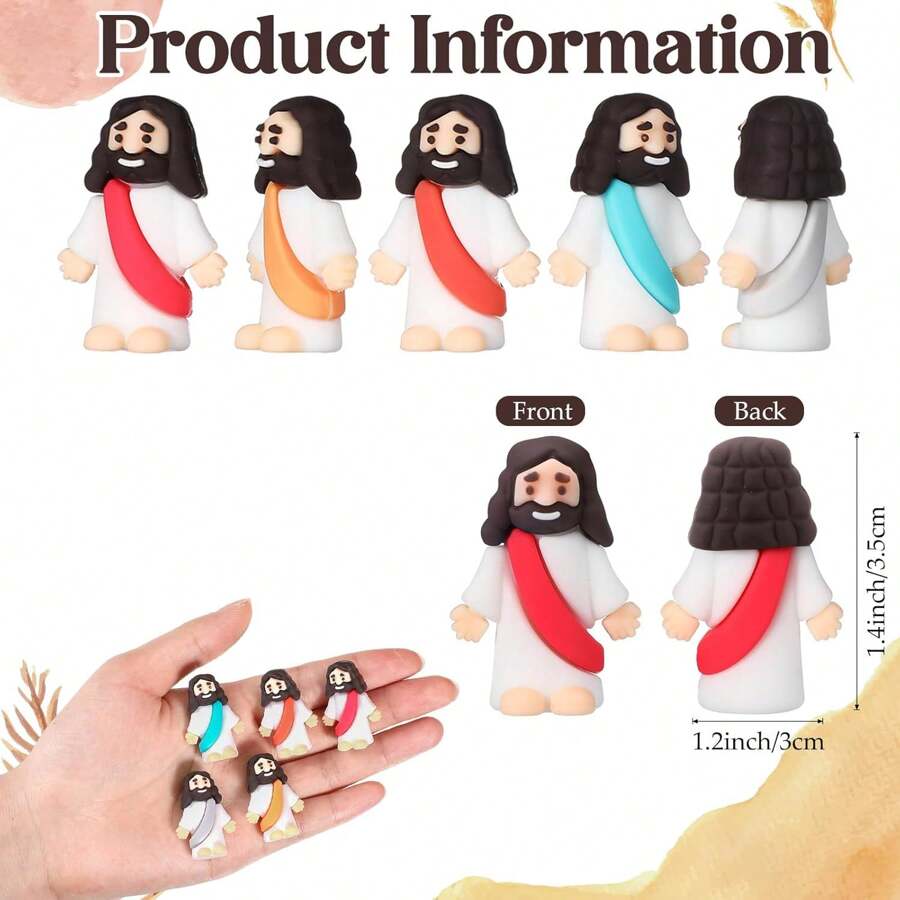 10Pcs Jesus Toys Original Design Mini Rubber Little Jesus Figurine To ...