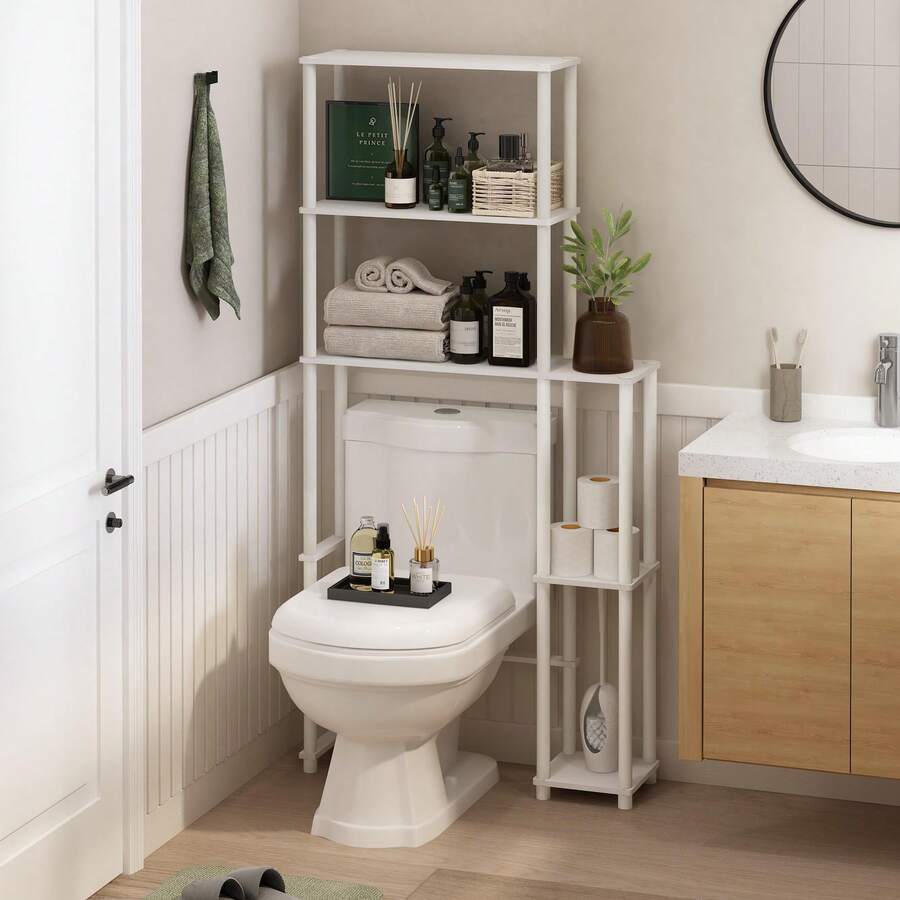 Homlux Turn-N-Tube Toilet Space Saver With 5 Shelves, Bathroom Storage ...