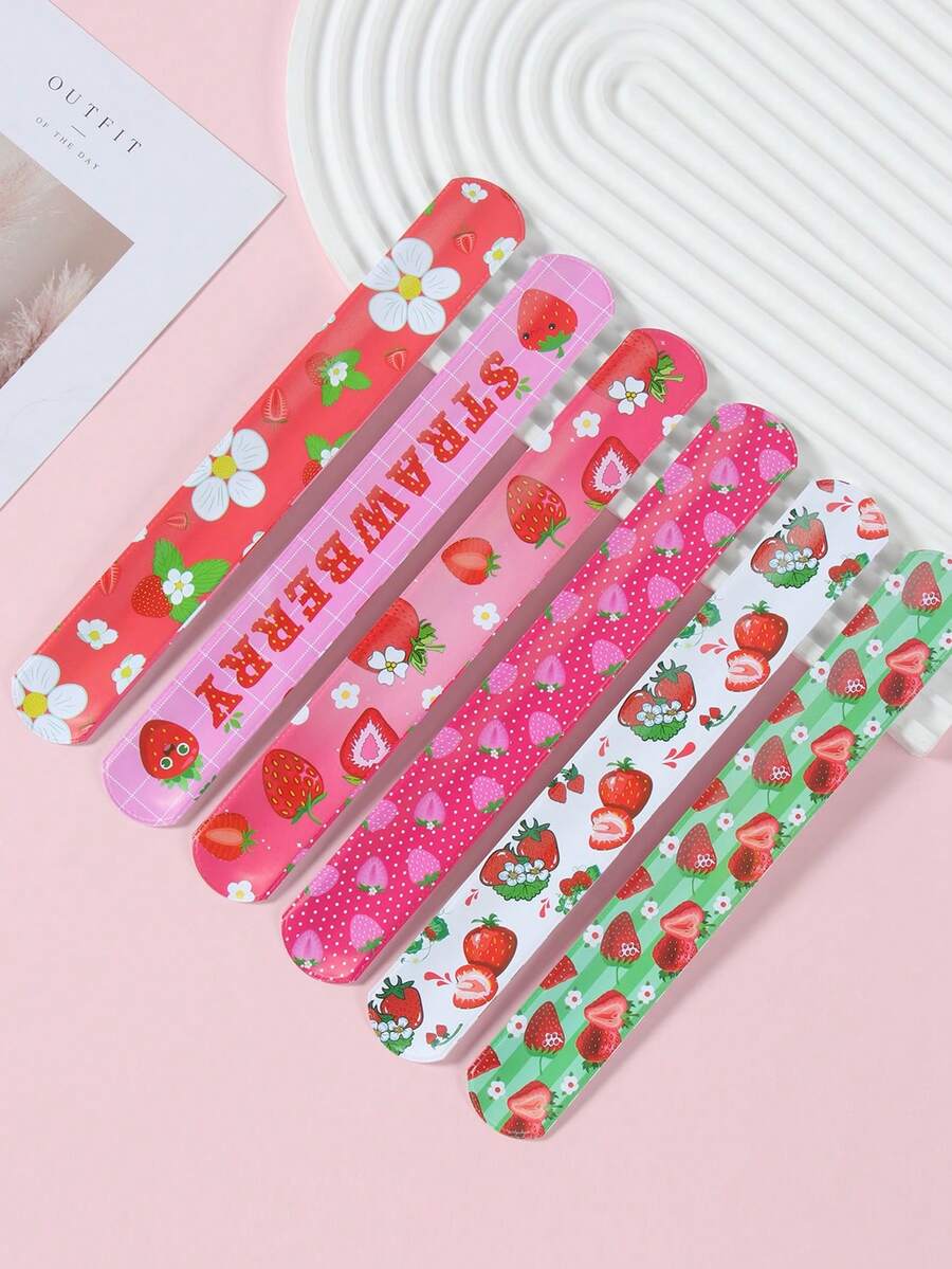 12pcs Plastic Slap Bracelet Slap Strawberry Wristband Papa Circle For ...