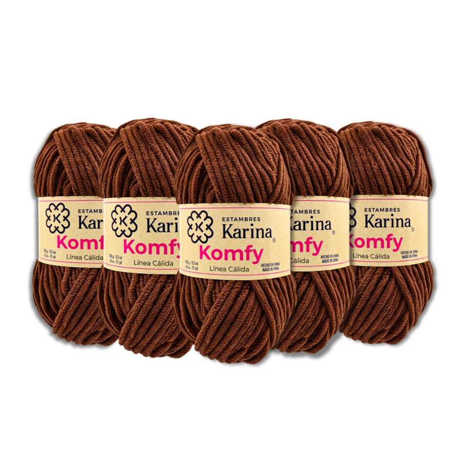 ESTAMBRE KOMFY CHENILLE PAQUETE DE 5 MADEJAS DE 100 GRAMOS C/U, UN MISMO COLOR (PAQ DE 500 ...