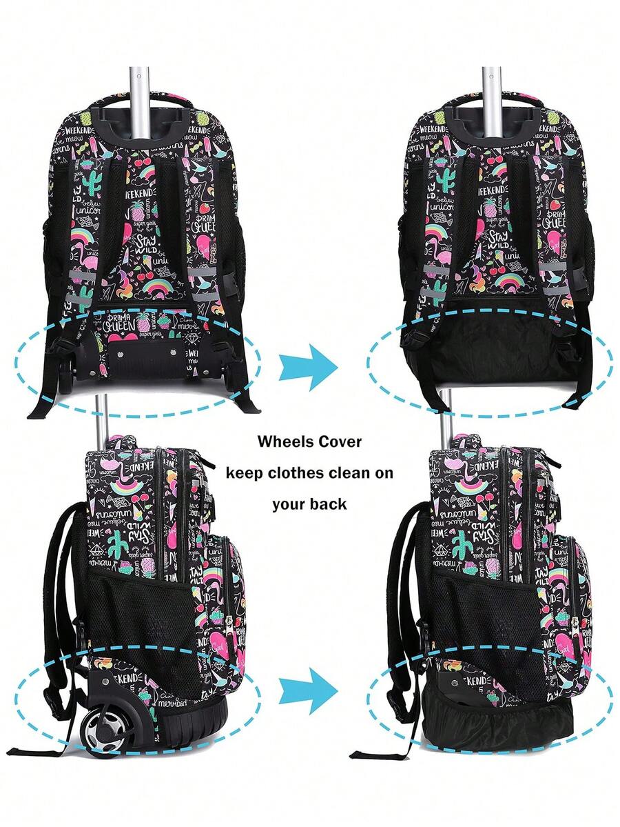 Tilami Rolling Backpack 18 Inch Wheeled Backpack School College Student ...