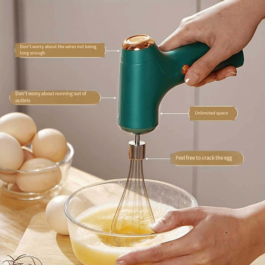 Wireless Handheld Electric Milk Frother Mixer, Egg Beater, Home Baking ...