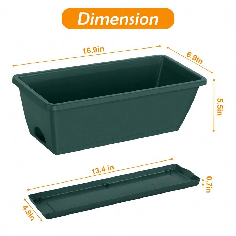 Balcony Planters Railing Hanging, 16.9in Railing Planter Box 6 Pack, Deck Railings Planter Boxes ...