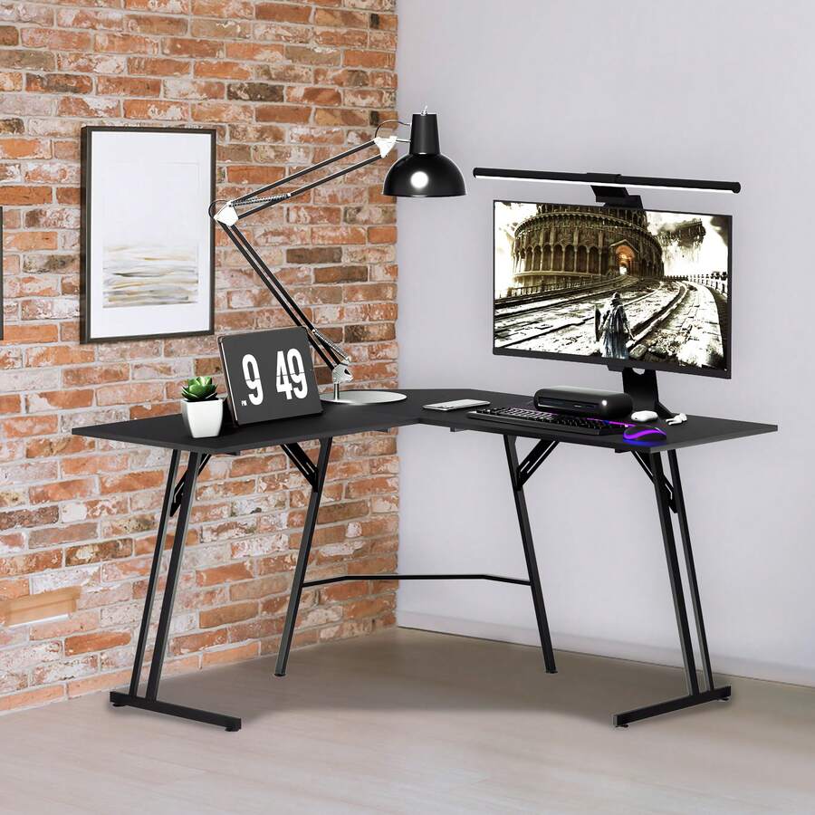 VA-Cerulean Gaming Table Large L-Shaped Gaming Desk With Monitor Stand ...
