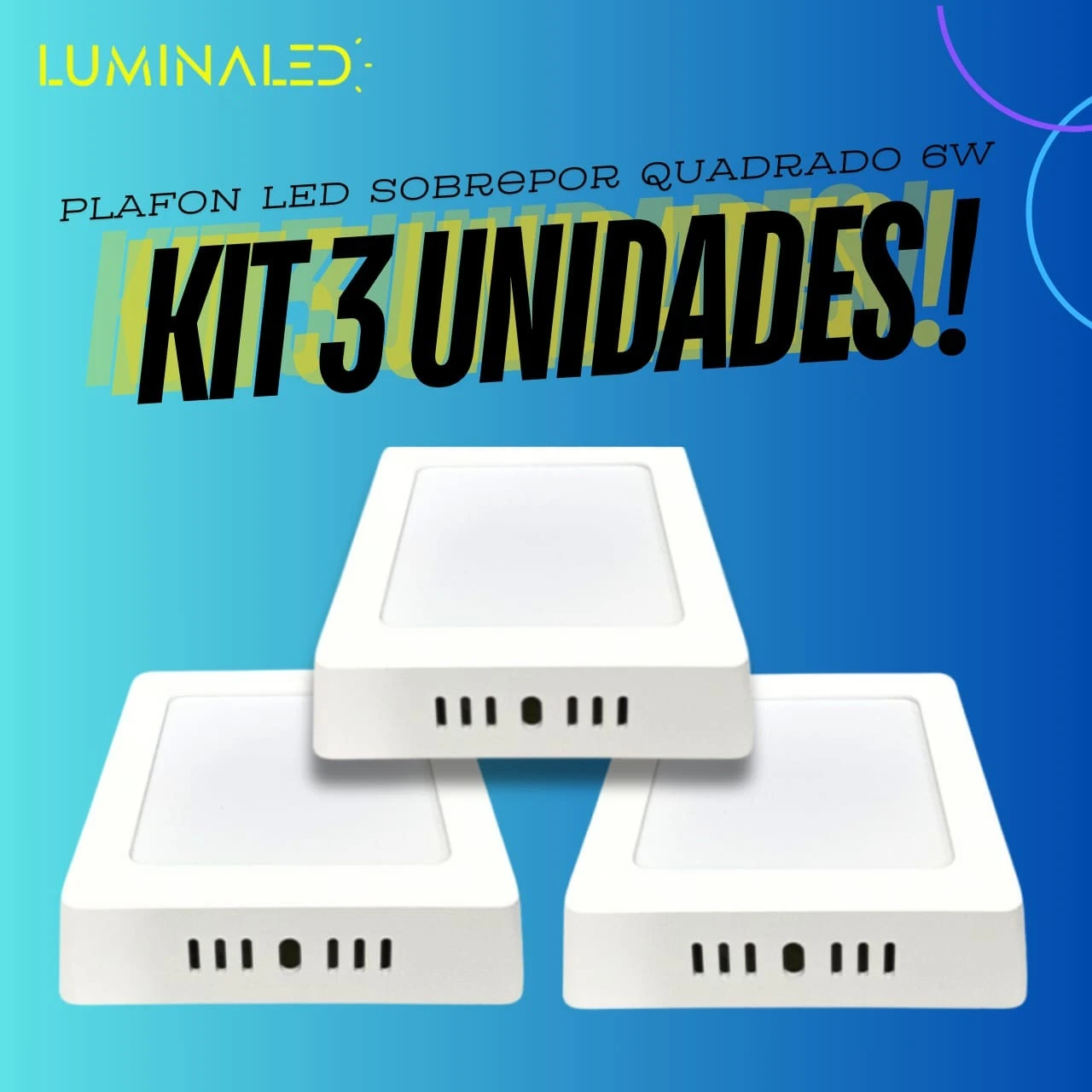 Kit 3 Painel de Led Plafon 6w Sobrepor Teto Casa (Temperatura de Cor da ...