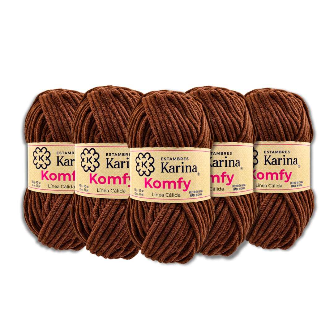 ESTAMBRE KOMFY CHENILLE PAQUETE DE 5 MADEJAS DE 100 GRAMOS C/U, UN ...