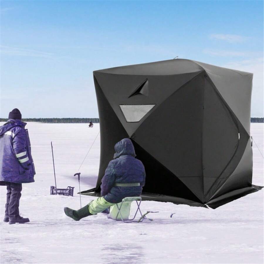 2-4 Person Pop-Up Ice Shanty Tent, Waterproof Portable Ice Shelter W ...