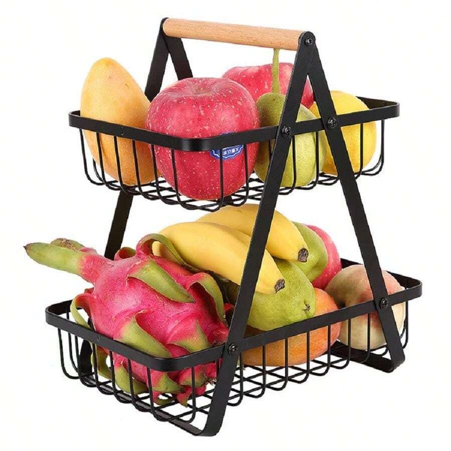 Canasta de frutas para la cocina - Canasta de frutas de 2 niveles para ...