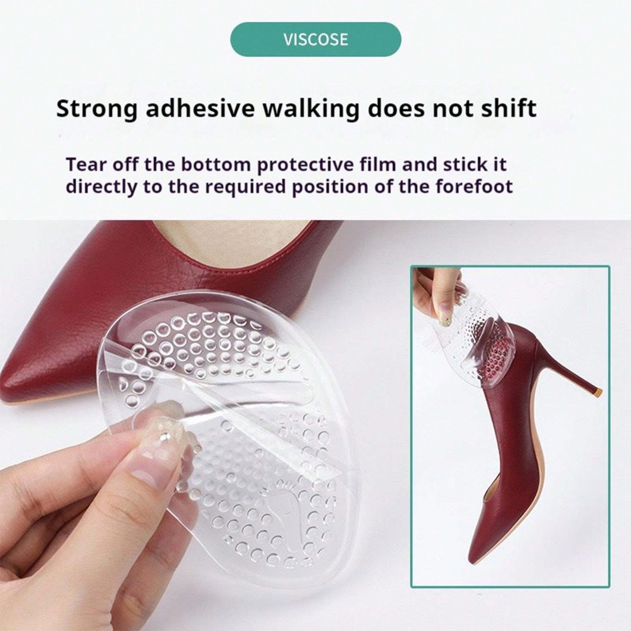 1 Pair Thick Silicone Gel Half Pad Cushion, Transparent Anti-Slip Shock ...
