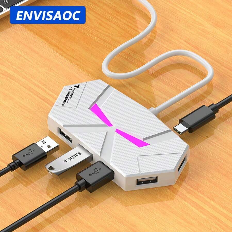 7 Port / 4 Port USB HUB Splitter USB2.0 Hub Splitter USB Adapter Hub ...
