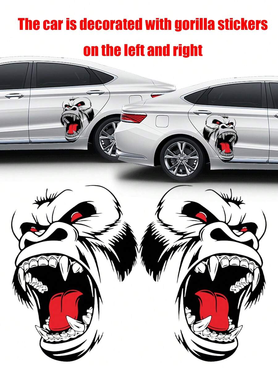 1pc Gorilla Head Car Decoration Stickers, Cool Stickers, Home Stickers ...