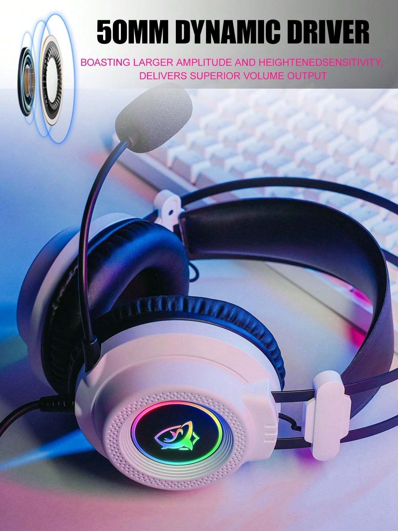 GX7 RGB Light Up Gaming Headset Dual-Beam Professional Gaming ...