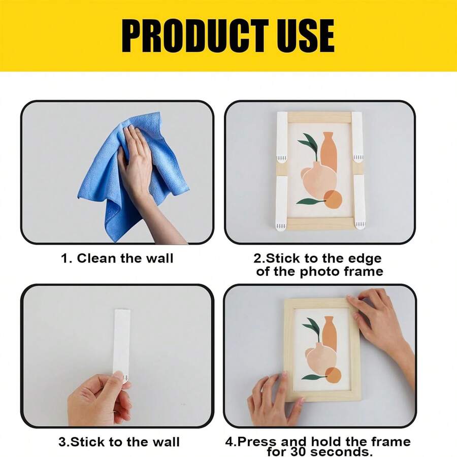 12 Pairs Adhesive Strips For Walls, No Damage, No Nails Adhesive Strips ...