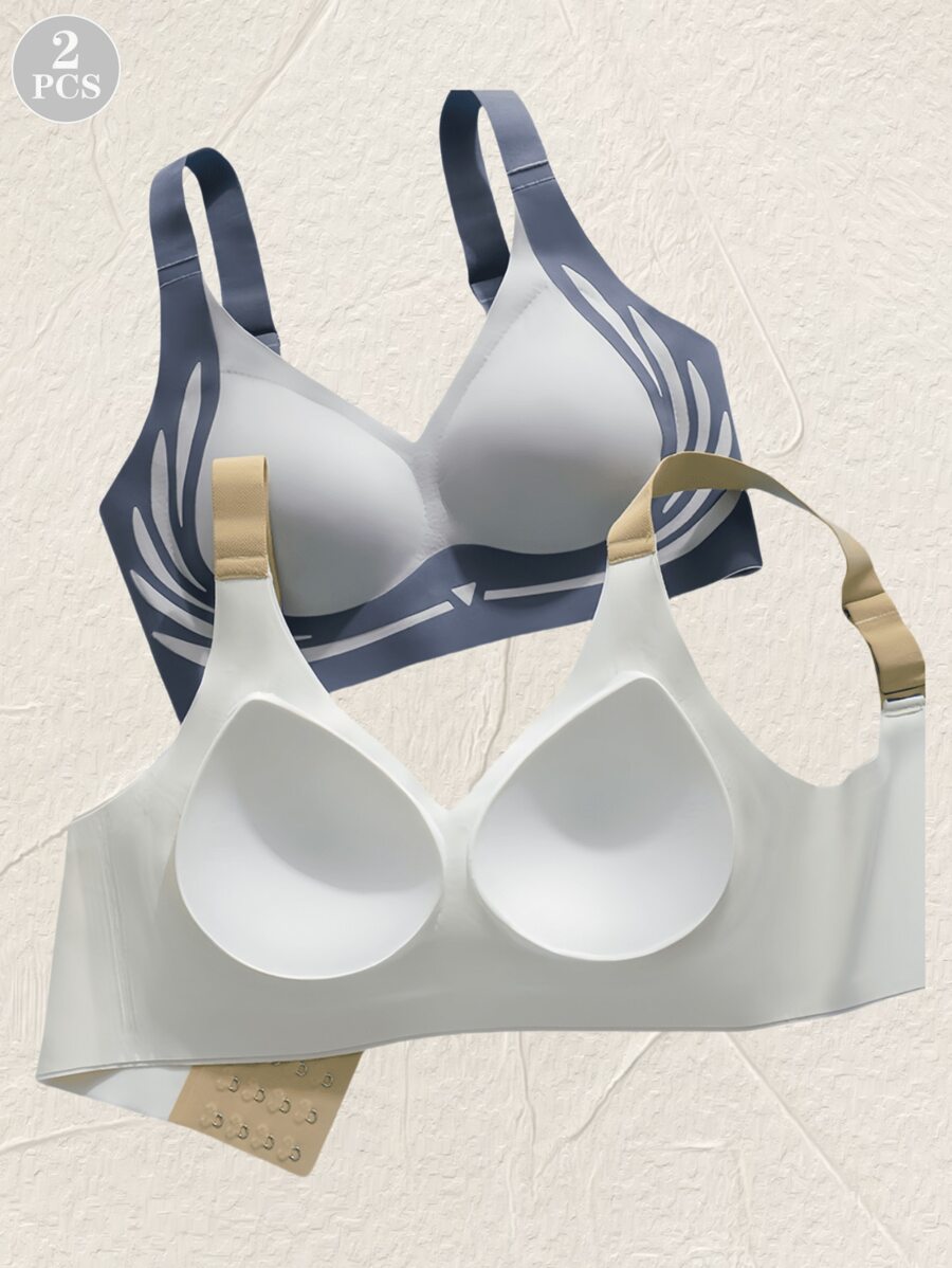 2 Packs Elegant Women Adjustable Lift Bras Wire Free Seamless Support ...