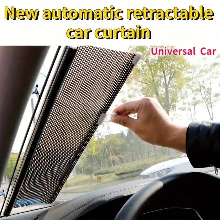 1pc Retractable Car Sun Shade, Suction Cup Windshield Sun Visor, Roller ...