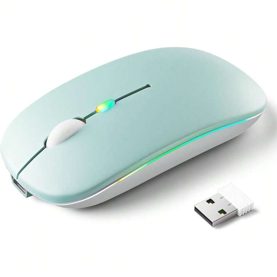 Ratón inalámbrico Bluetooth, ratón de modo dual recargable con LED ...