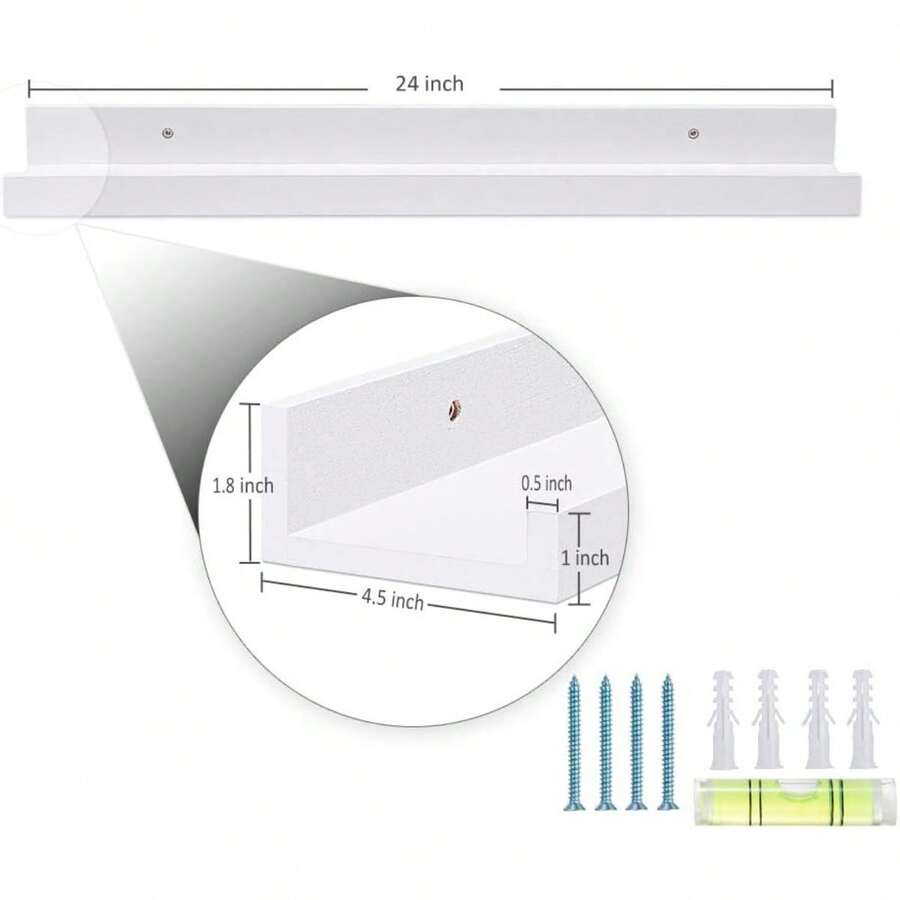 48 Inch Long Floating Bookshelves White Set Of 2 Wall Picture Shelf ...