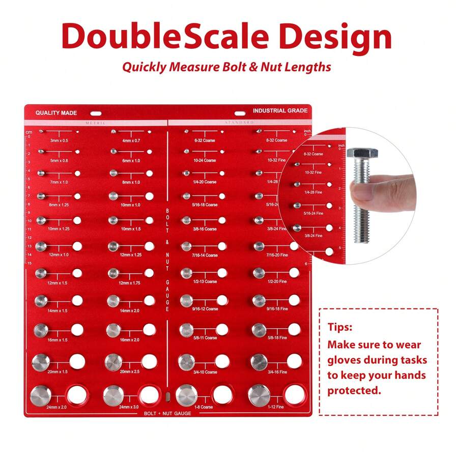 44 Nut And Bolt Thread Checker, Bolt Size And Nut Identifier Gauge ...