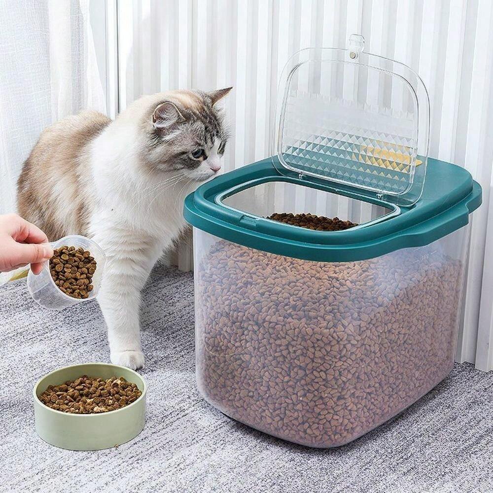 Cat Food Storage Container, Large Capacity Airtight Plastic Bucket ...