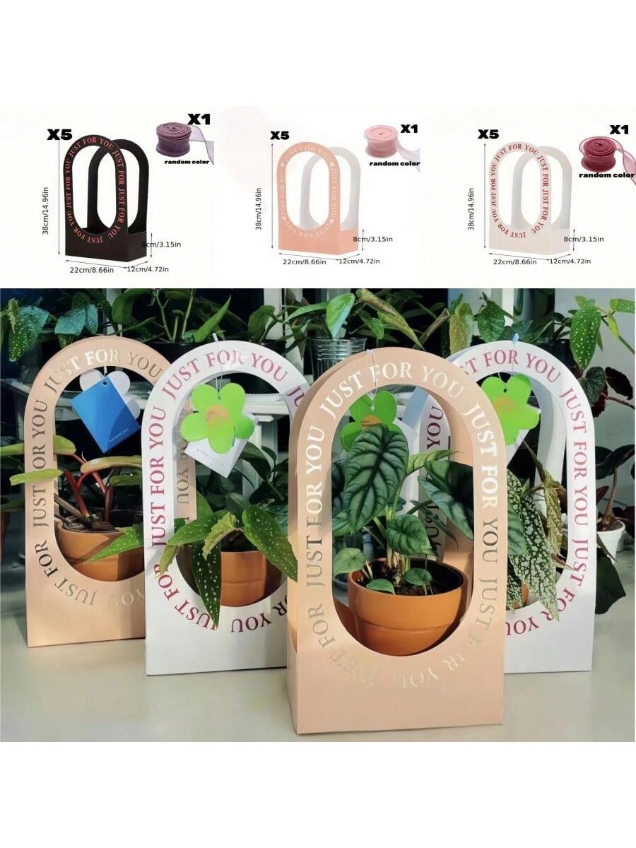 Flower Tote Box Flower Box Folding Flower Basket Diy Paper Hollow Hand ...