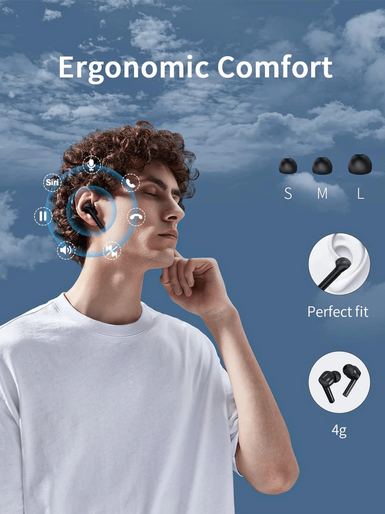 SENBOWE Auriculares inalámbricos, Auriculares con 4 micrófonos ENC de ...