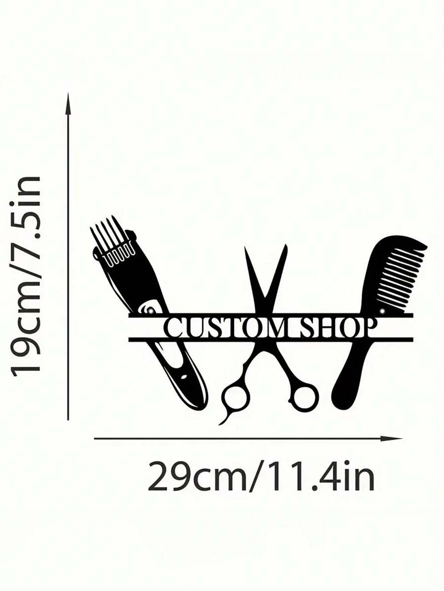 An Iron Vintage Custom Barber Shop Metal Wall Logo Barber Name Tag ...