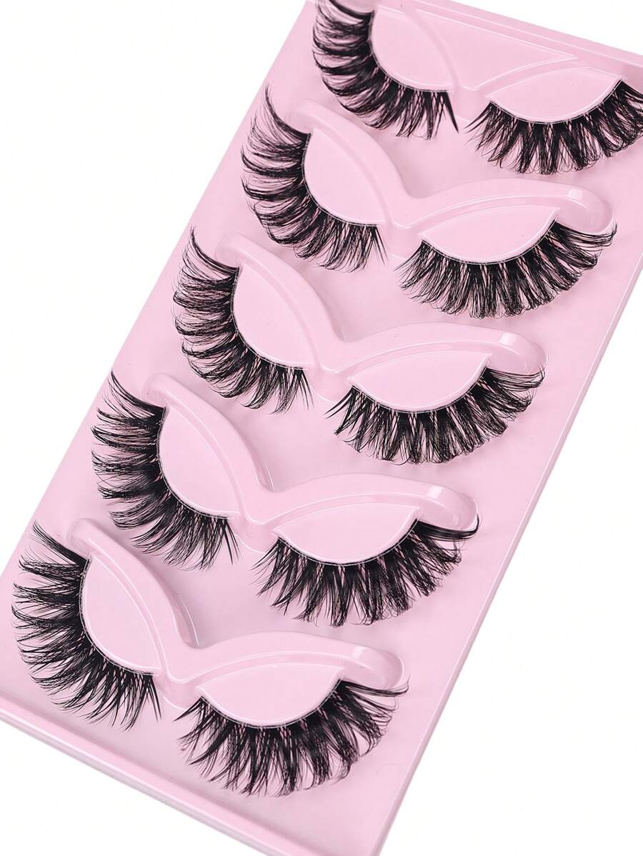 5 Pairs Cat Eye Lashes Fake Eyelashes Natural Long Manga Lashes Winged ...