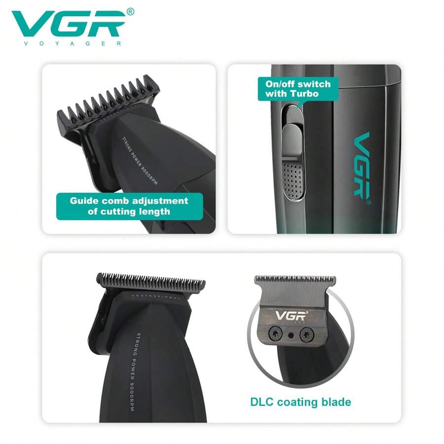 VGR Professional Hair Trimmer Rechargeable Hair Clipper Beard 9000 RPM Barber Hair Cutting ...