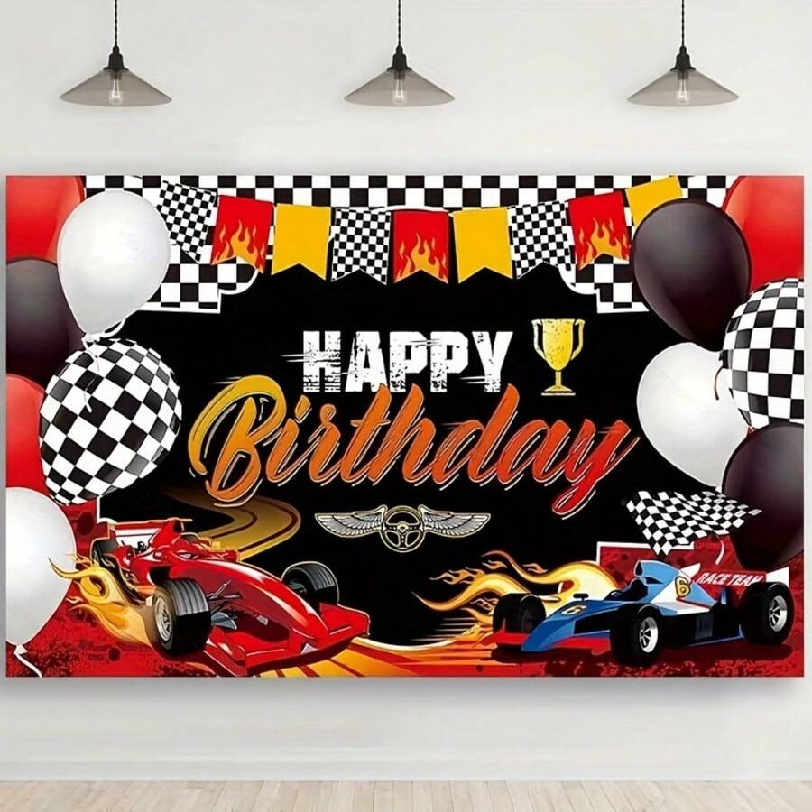 1pc Race Car Theme Birthday Party Backdrop Decoration, Race Car Theme ...