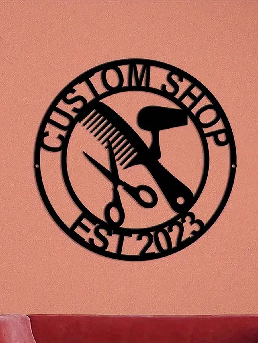 An Iron Vintage Custom Barber Shop Metal Wall Logo Barber Name Tag ...