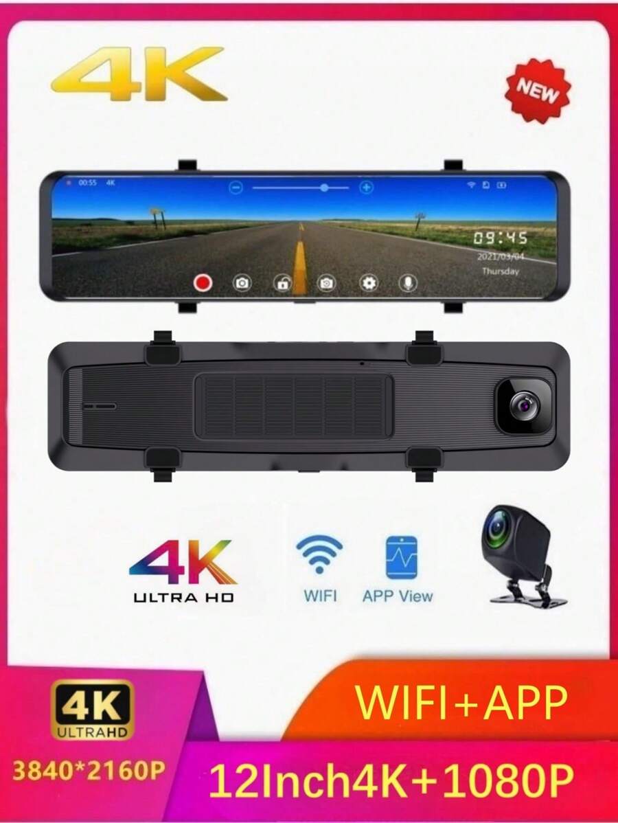 JIABOER Z60N 12Inch Car DVR 4K 3840*2160P Dash Cam WIFI APP Rear View ...