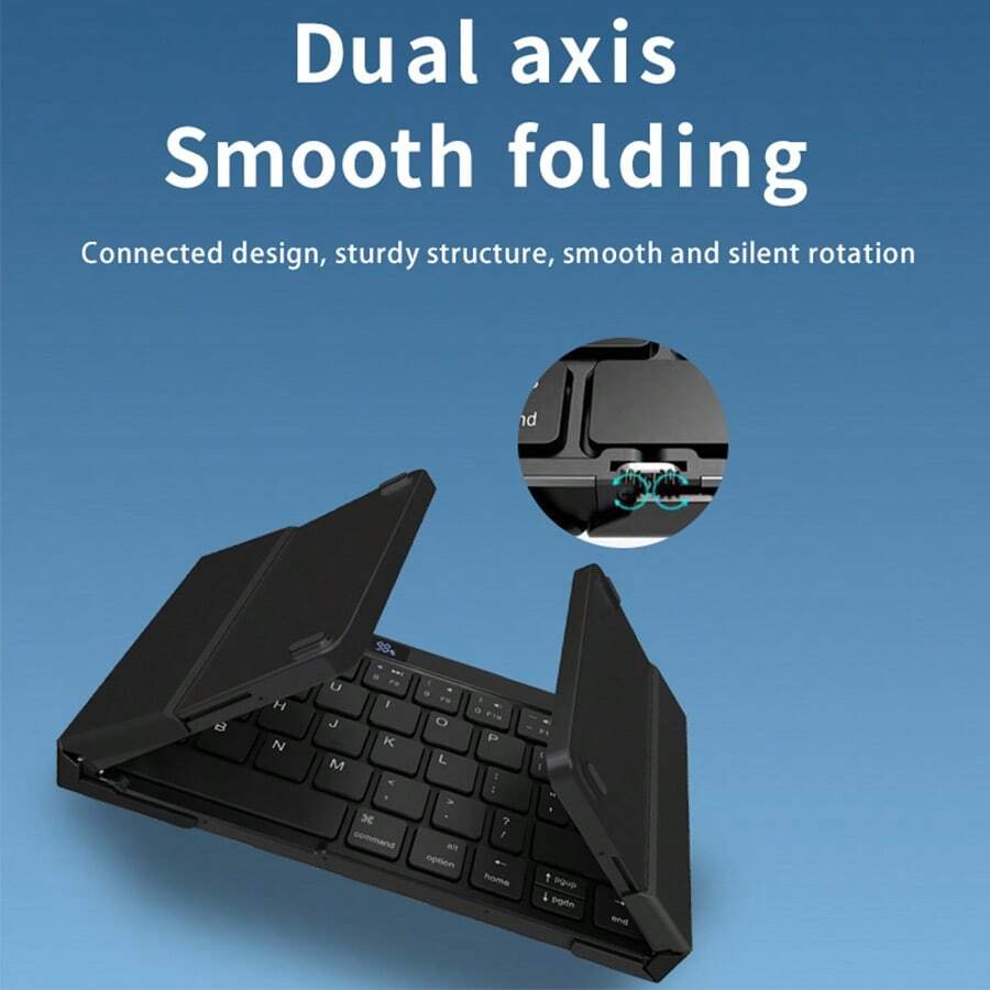 JOMAA Aluminum Alloy Foldable Keyboard With Battery Level Display, Plug ... JOMAA Aluminum Alloy Foldable Keyboard With Battery Level Display, Plug ...