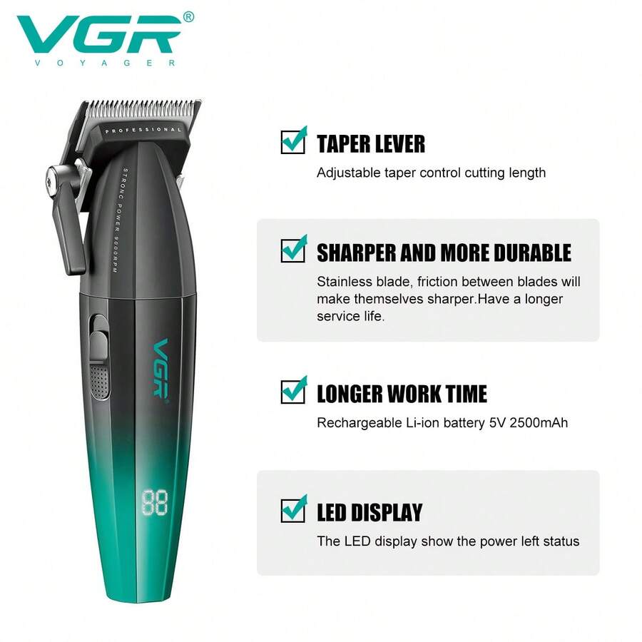 VGR Hair Clipper Professional Hair Trimmer Electric Clippers Cordless Hair Cutting Machine ...