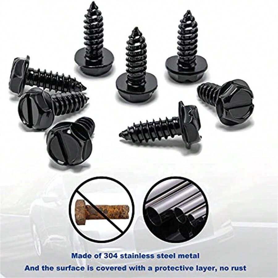 8 Sets License Plate Screw Kit Stainless Anti Theft License Plate ...