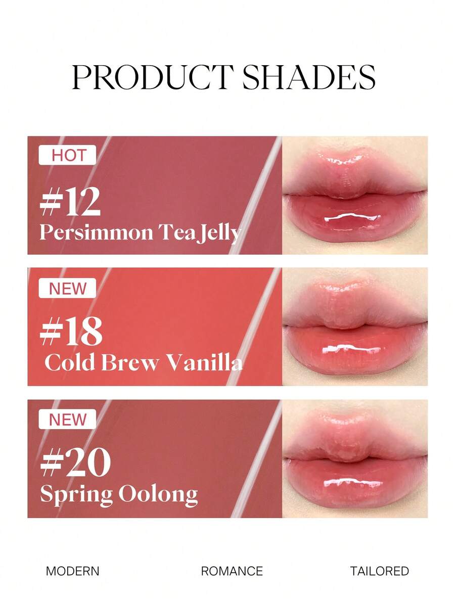 JOOCYEE GLAZED LIPGLOSS 19 מותכת ברי משודרג מברשת מבריקה מבריקה ומעניקה ...