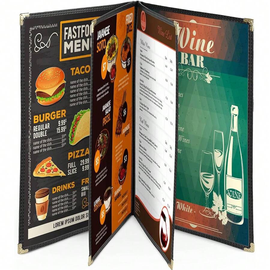 1PC/Menu Set, Menu Set 8.5 X 11 Inches, Menu Holder 4 Pages 8 Views ...