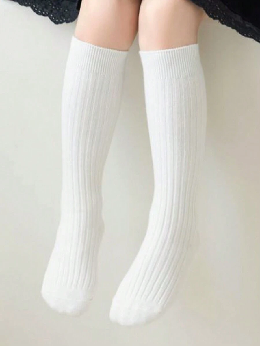 1 Pair Simple Solid Color Crew Socks For Children & Teenagers ...
