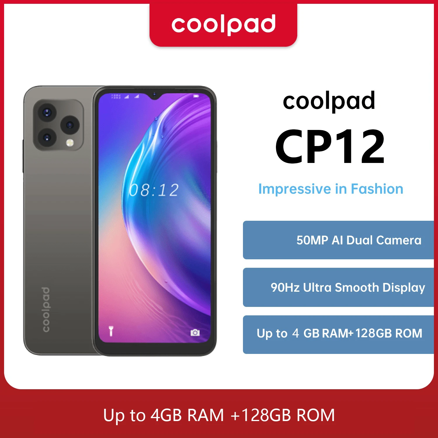 Coolpad COOL CP12 Android 13 6,517 pulgadas HD+ 4GB 128GB 13 MP Cámara Triple 4500mAh Batería ...