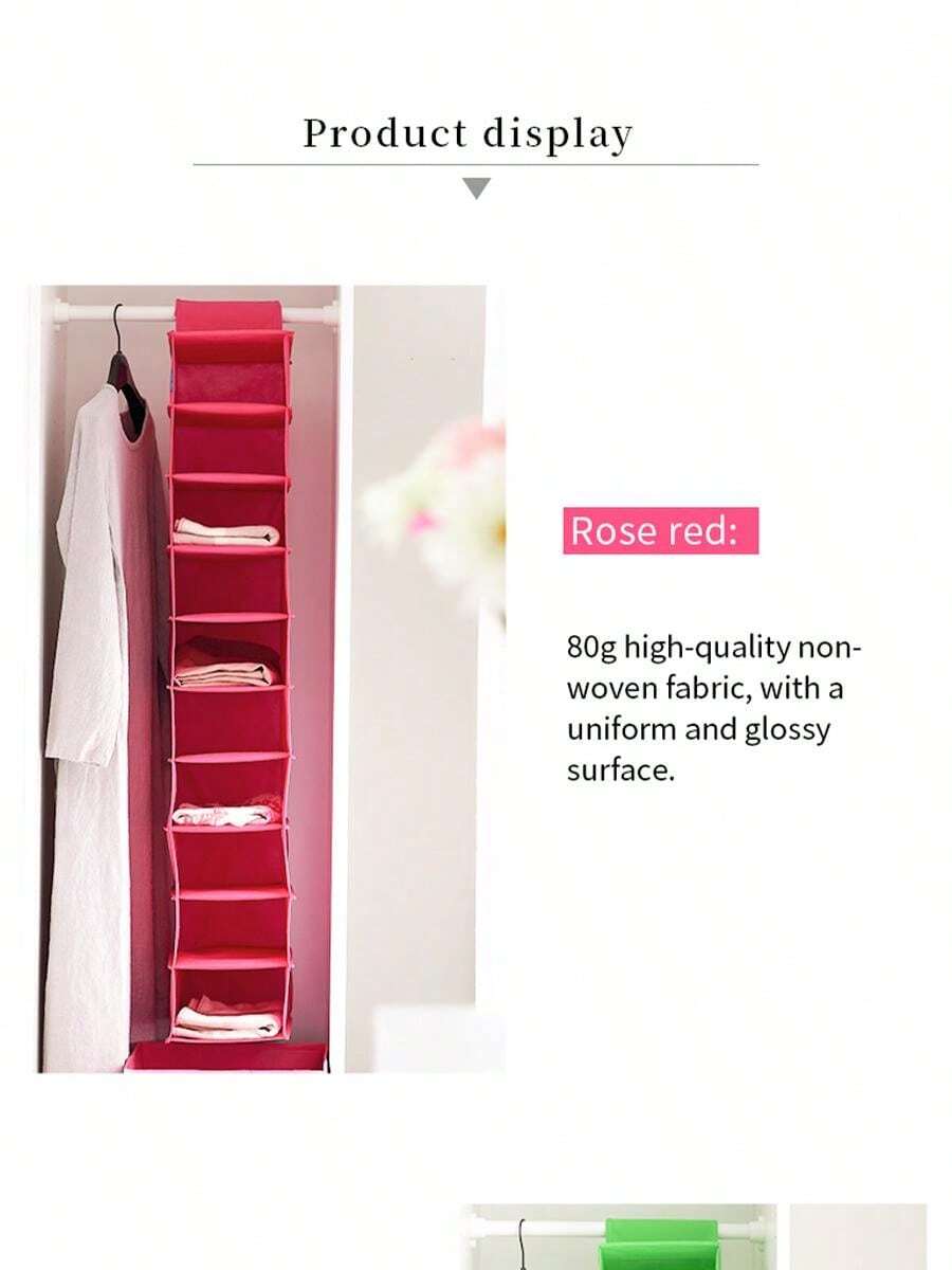 10-Tier Hanging Closet Organizer, Space-Saving Fabric Folding Shelf ...