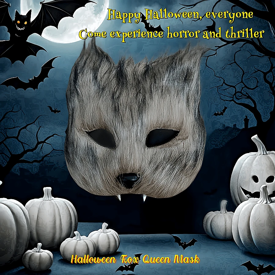 New Plush Fox Half Face Mask, Halloween Costume Masquerade Party Prop ...
