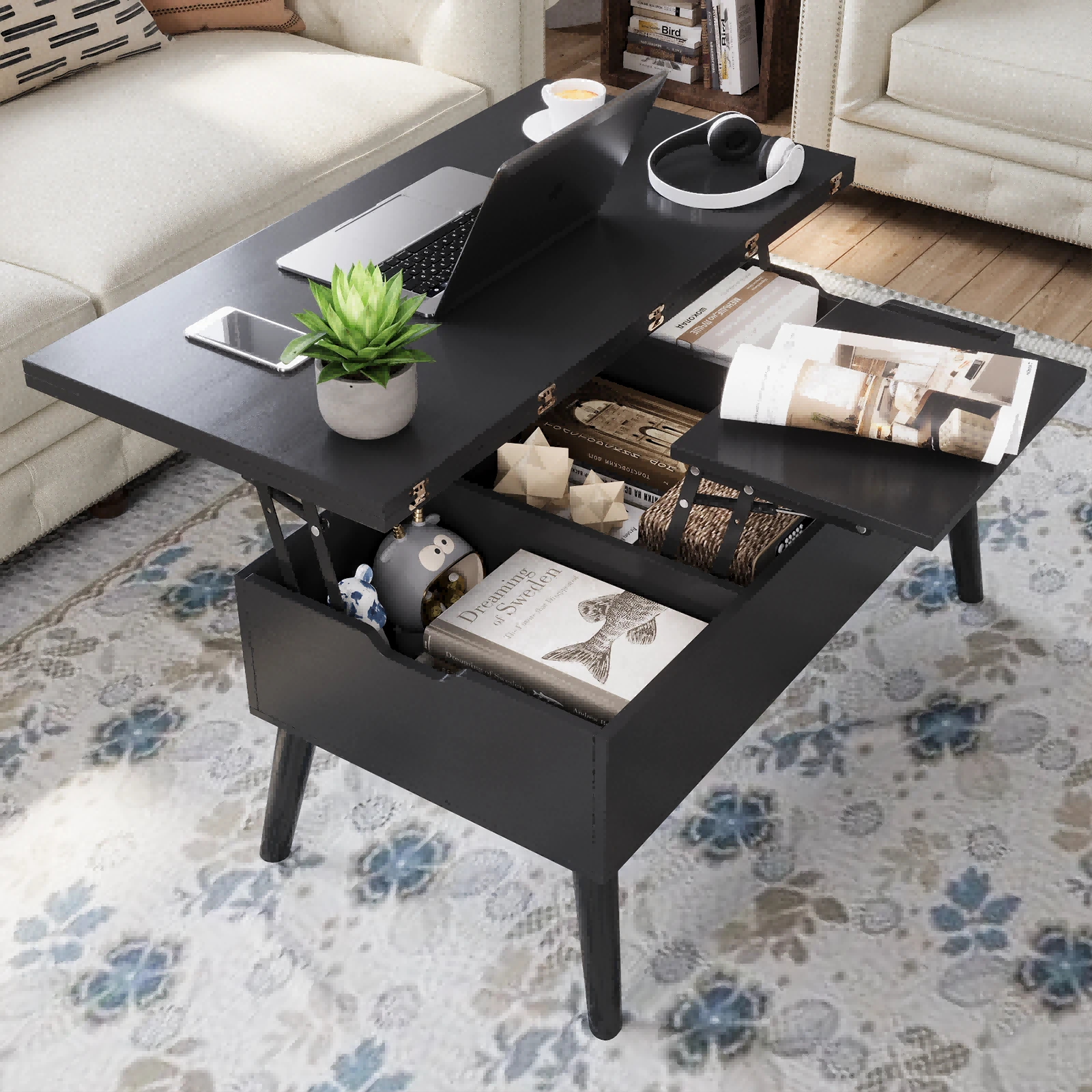 VOWNER VOWNER Lift Top Coffee Table Convertible To Dining Table, 3 In 1 ...